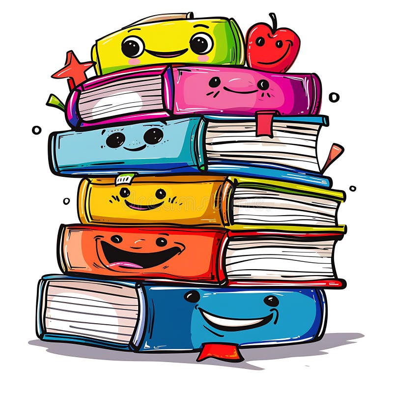 1. a Colorful Vector Cartoon Illustration of a Stack of School ...