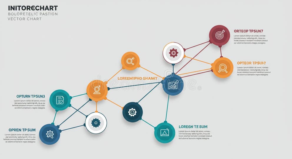 Colorful Vector Chart Featuring Interconnected Circular Icons Linked by ...