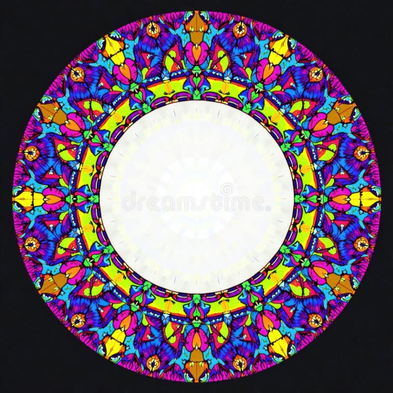 Colorful Vector Circle Template with Geometric Patterns, Abstract ...