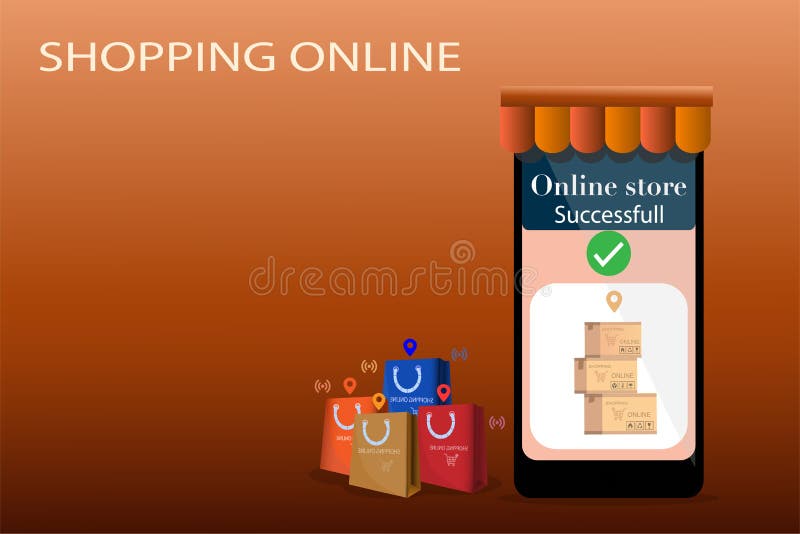 The Colorful of Vector Creative Shopping Online Concept Idea Stock ...