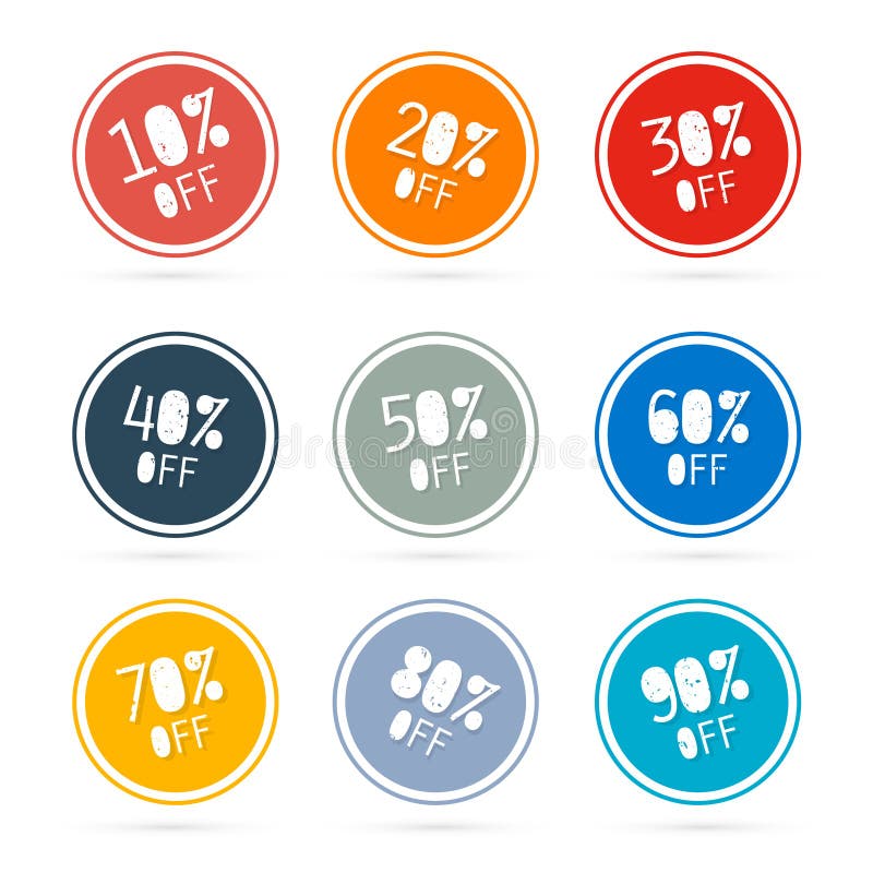Colorful Vector Discount Stickers, Labels Stock Vector - Illustration ...