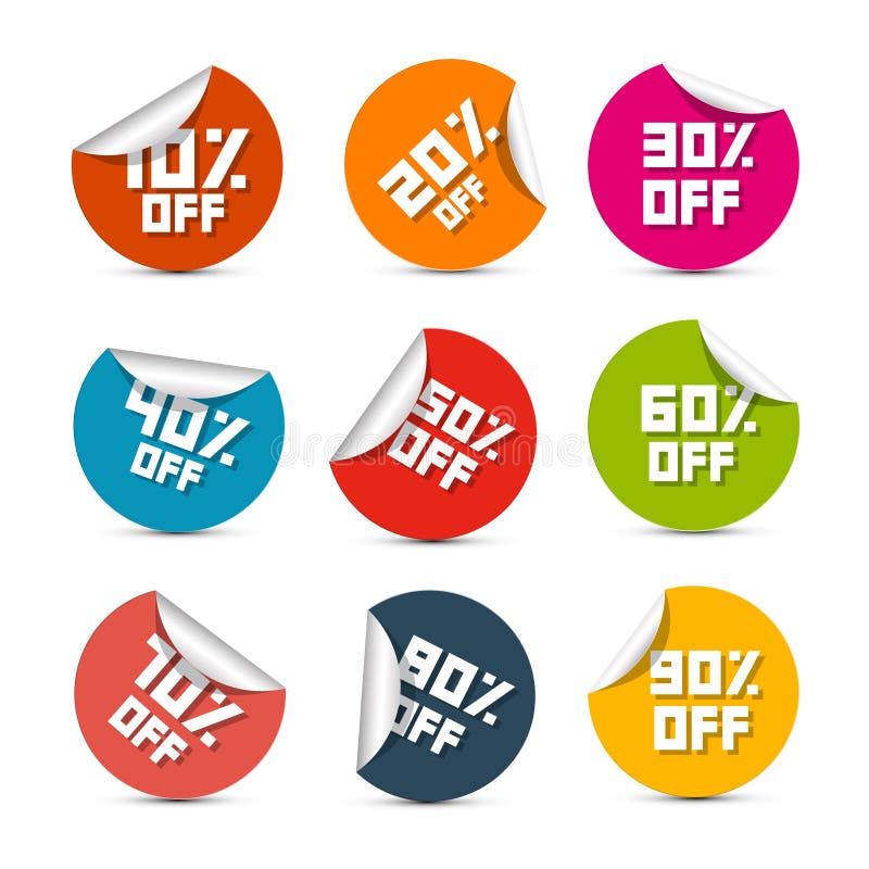 Colorful Vector Discount Stickers, Labels Stock Vector - Illustration ...