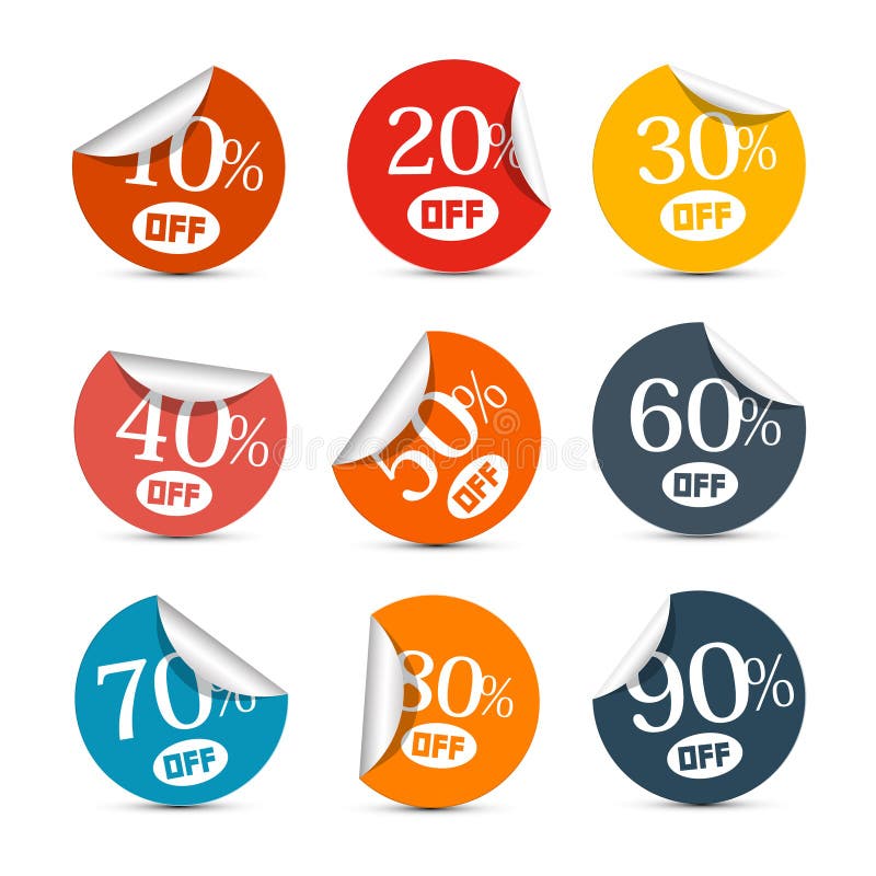 Colorful Vector Discount Stickers, Labels Stock Vector - Illustration ...