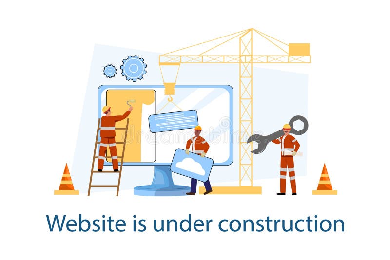Colorful Vector Error Page Template Featuring Construction Crew Working ...