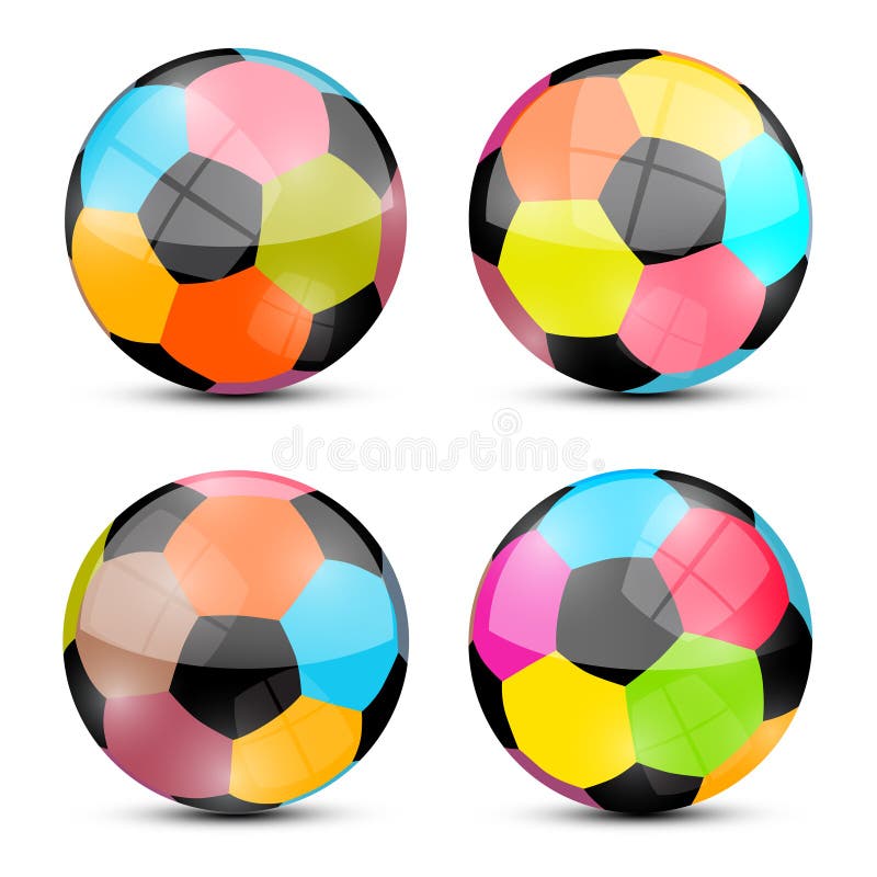Colorful Vector Football Balls Stock Vector - Illustration of design ...