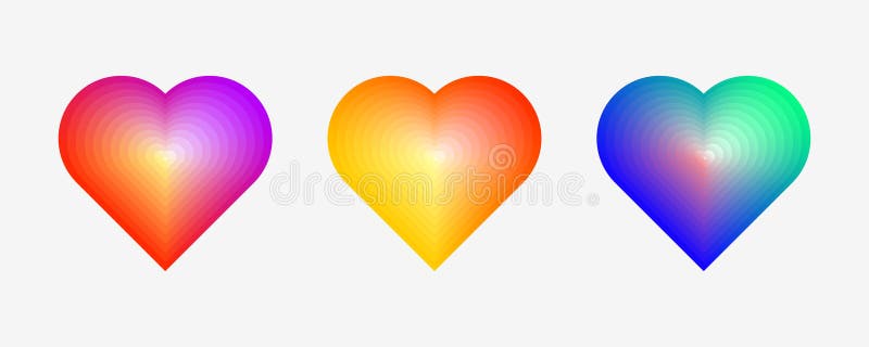 Colorful Vector Gradient Hearts Isolated Stock Vector - Illustration of ...