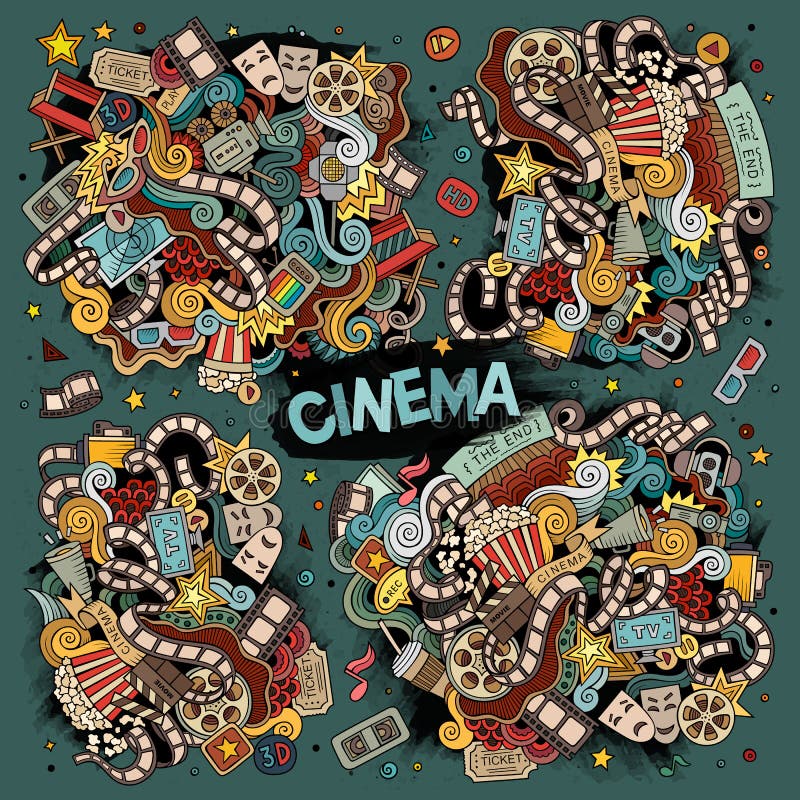 Colorful Vector Hand Drawn Doodle Cartoon Set of Objects Designs Stock ...