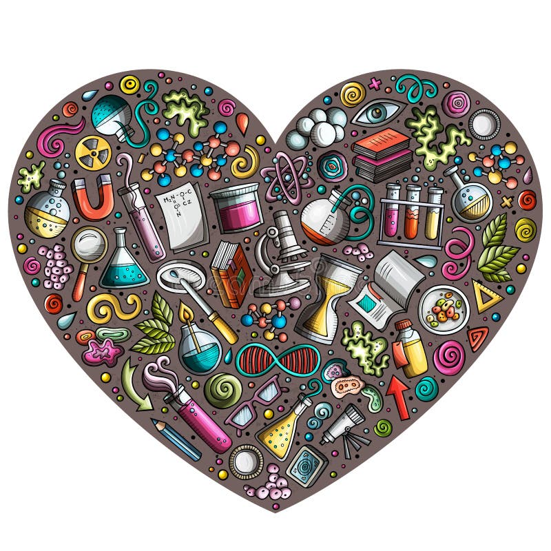 Set of Science Cartoon Doodle Objects Stock Vector - Illustration of ...