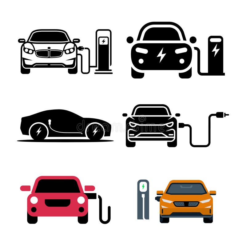 This Electric Car Icon Set Showcases Six Modern EV Illustrations in ...