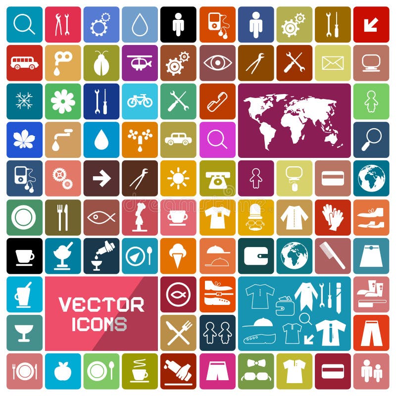 Colorful Vector Icons Set stock vector. Illustration of gloves - 43329734