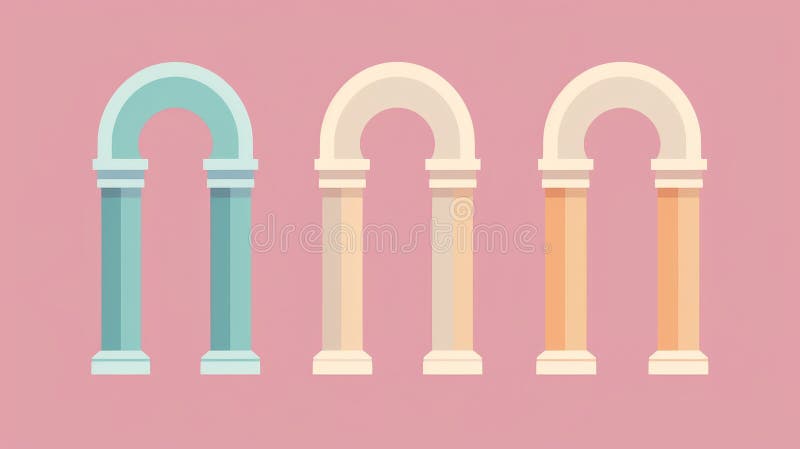 Colorful Vector Icons of Three Arches in Reimagined Classical Forms ...