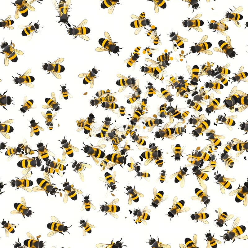 Cute Bee Swarm Vector Art Illustration for Background Design Stock ...