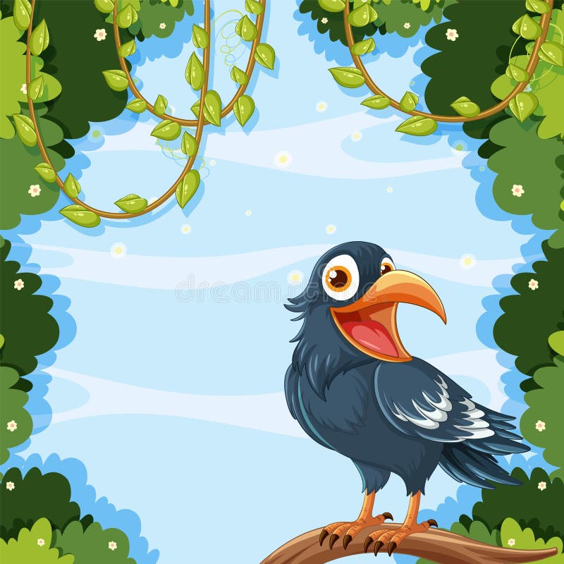 A happy bird with bush stock vector. Illustration of branches - 309371417