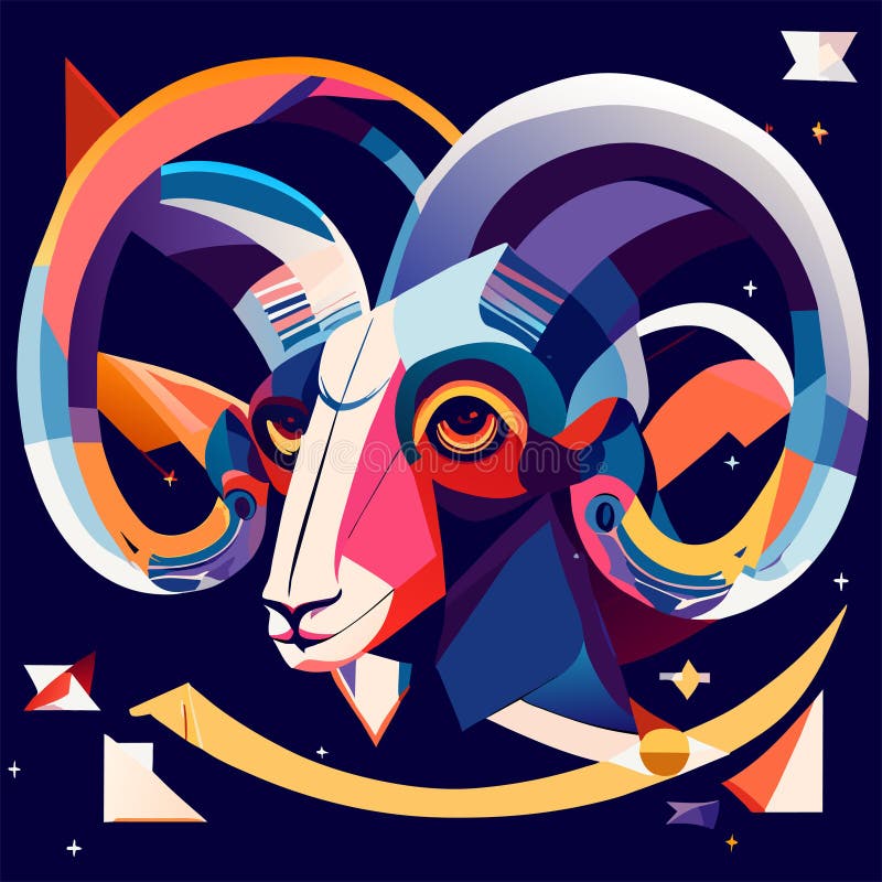 Goat Head on Colorful Background. Vector Illustration for Your Design ...