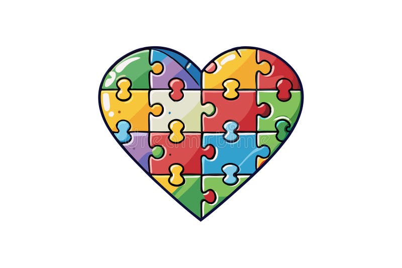 Colorful Vector Illustration of a Heart Made from Interlocking Puzzle ...