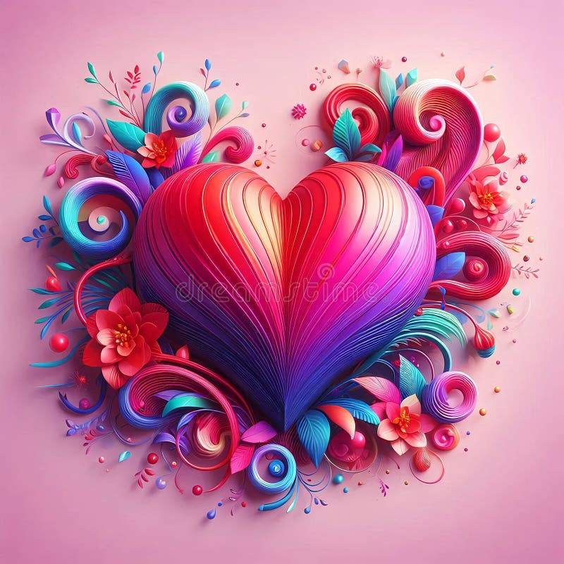 Colorful Vector Illustration of a Heart Made from Three-dimensional ...