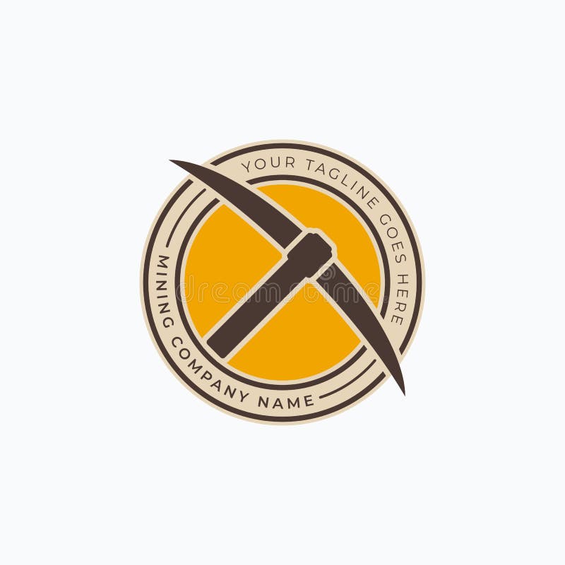 Colorful Vector Illustration of Mining Pickaxe in a Circle Vintage Logo ...
