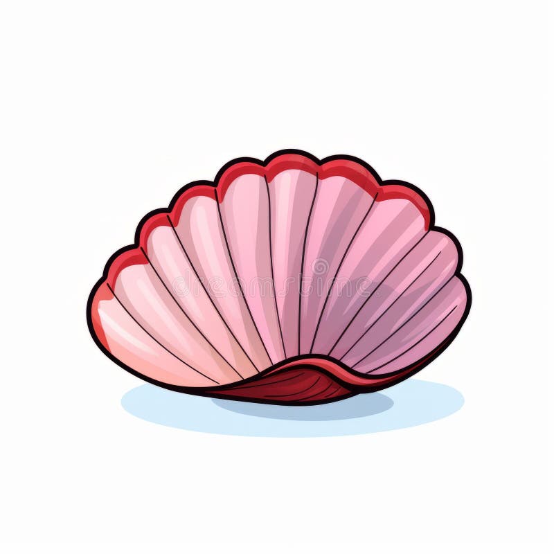 Colorful Vector Illustration of a Pink Scallop Shell with Creative ... Colorful Vector Illustration of a Pink Scallop Shell with Creative ...