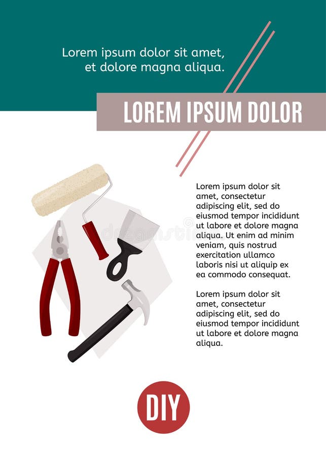 Design Template with Hand Tools for Ad, Article. Colorful Vector ...