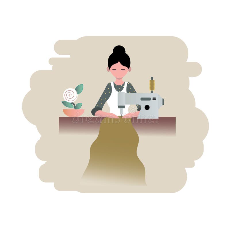 Vector Illustration with Color Image of a Seamstress Stock Vector ...