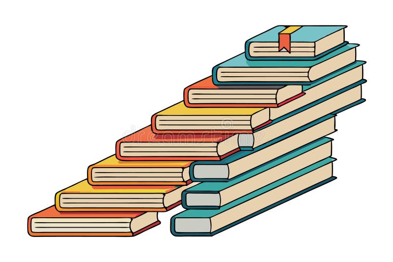 Colorful Vector Image of Books Arranged in Steps, Illustrating ...
