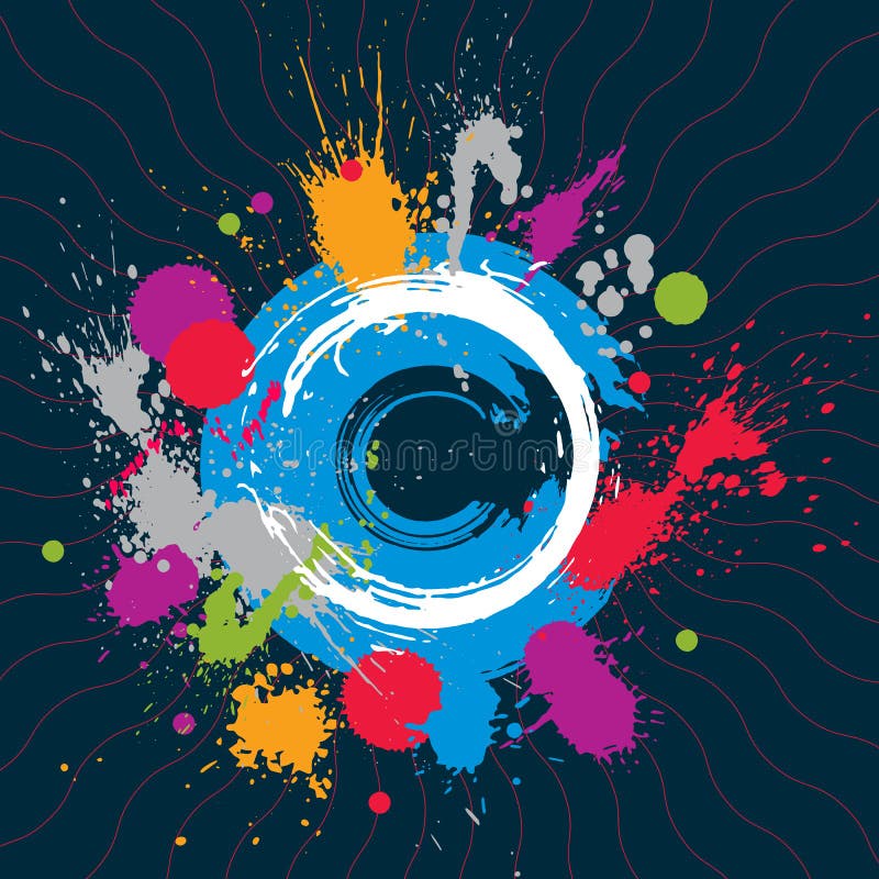 Colorful Vector Ink Splash Seamless Pattern with Overlap Circles Stock ...