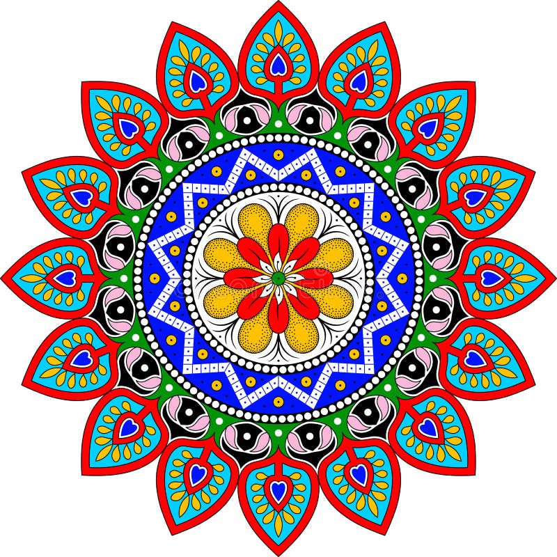 Colorful Vector Kalamkari Mandala Round Design Stock Vector ...