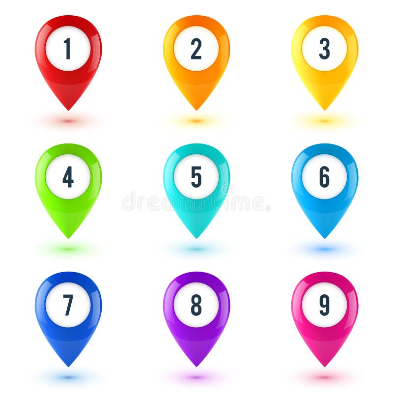 Colorful Vector Map Point Symbols Set Stock Vector - Illustration of ...