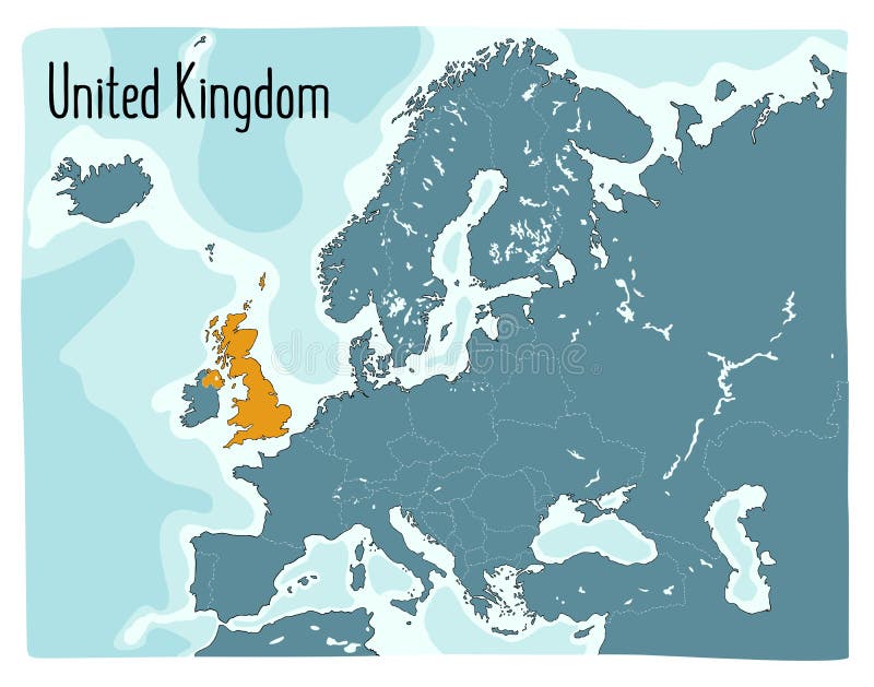 Colorful Vector Map of the UK Highlighted in Europe Stock Vector ...