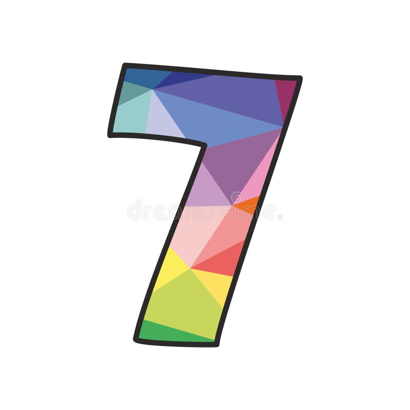 7 Seven Chevron Number with Colorful Rainbow Pattern & Grey Border ...