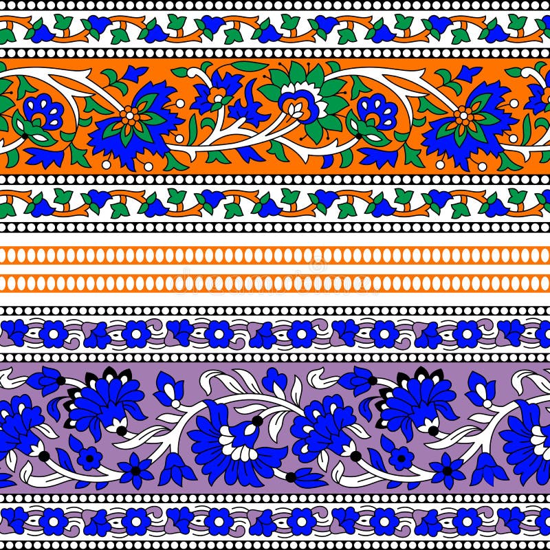 Colorful Vector Kalamkari Ornamental Paisley Border Design Stock Vector ...