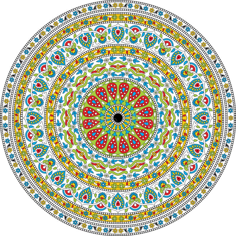 Colorful Vector Ornamental Kalamkari Mandala Round Design Stock Vector ...