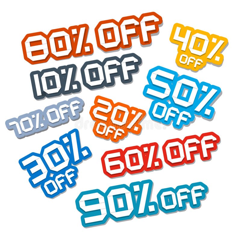 Colorful Vector Paper Cut Discount Stickers Stock Vector - Illustration ...