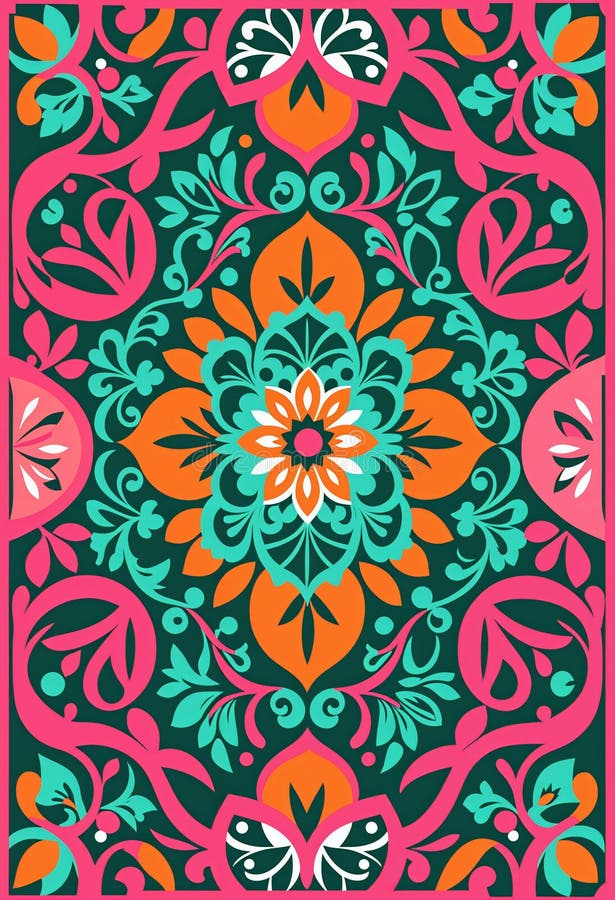 A Colorful Vector Pattern Design of Papel Picado in the Center of a ...