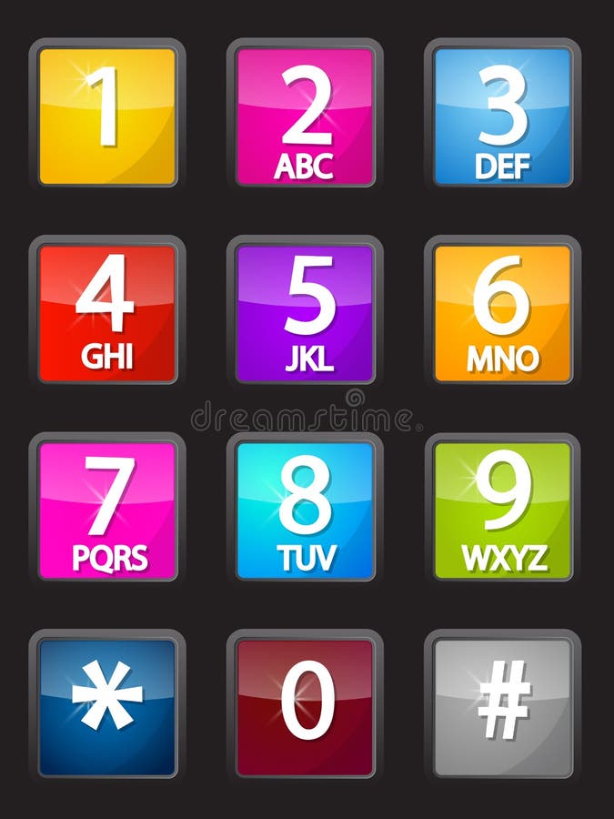 Colorful Vector Phone Dial. Glossy Buttons. Stock Vector - Illustration ...