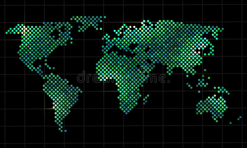 Vector World Map Round Pixel Dots Stock Vector - Illustration of india ...