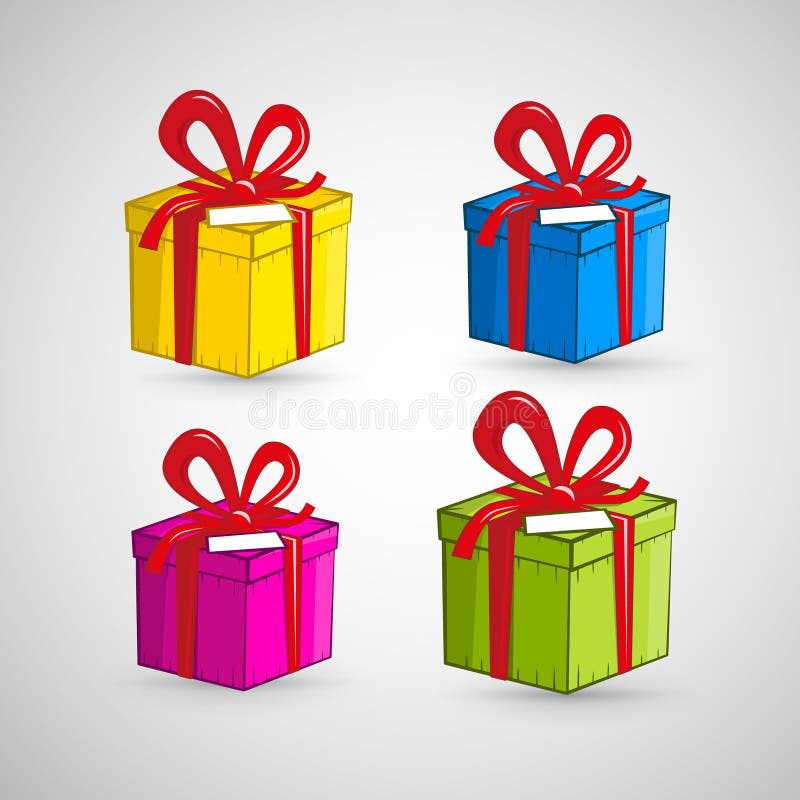 Colorful Vector Present Boxes Stock Vector - Illustration of cardboard ...