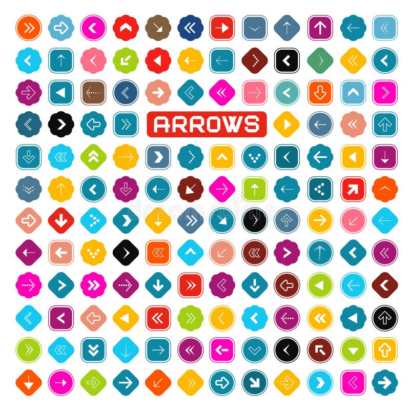 Colorful Vector Retro Arrows Set Stock Vector - Illustration of paper ...