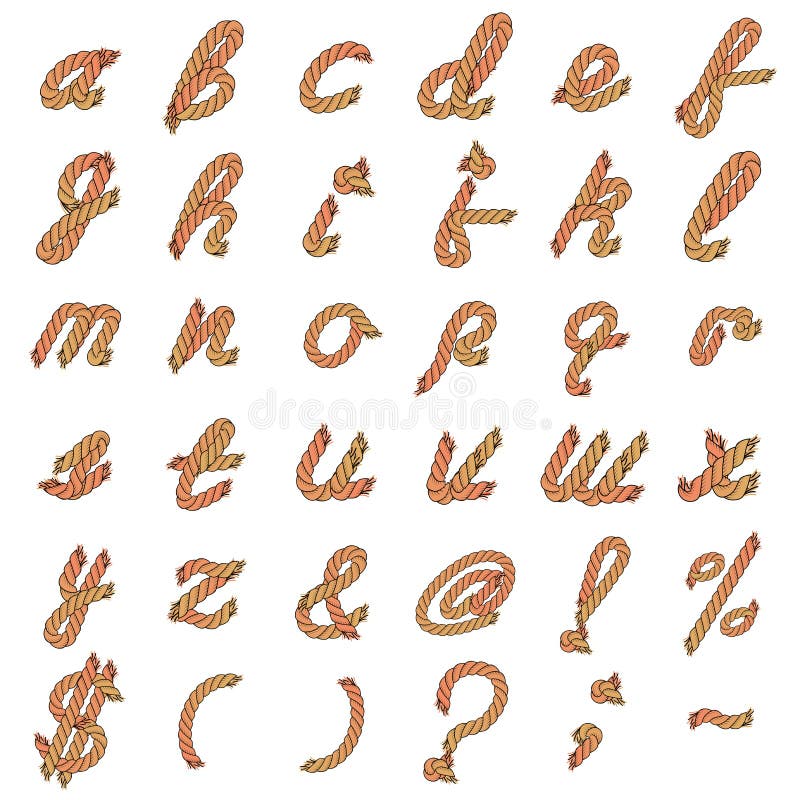 Colorful Vector Rope Alphabet Stock Vector - Illustration of symbol ...