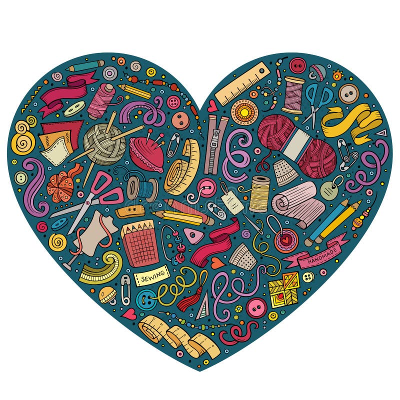 Colorful Vector Set of Handmade Cartoon Doodle Objects, Symbols and ...