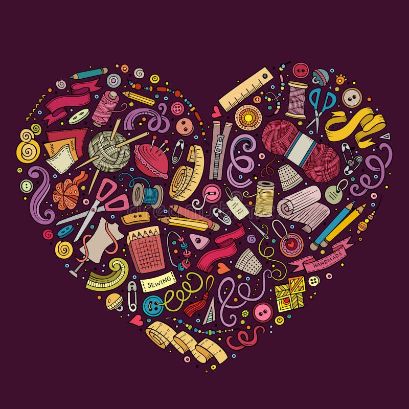 Colorful Vector Set of Handmade Cartoon Doodle Objects, Symbols and ...