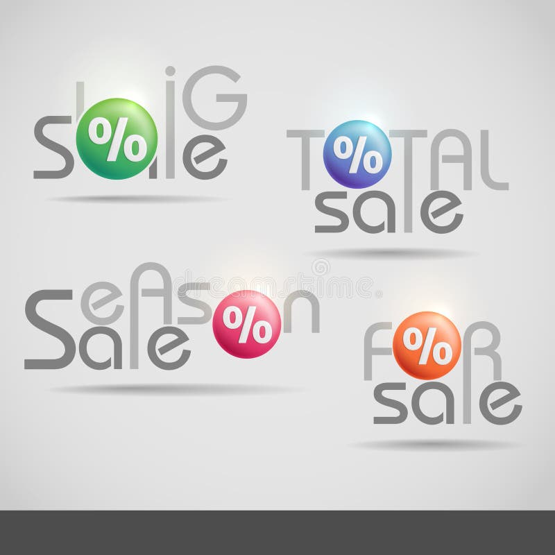 Colorful Vector Set of Sale Icons. Stock Vector - Illustration of ...