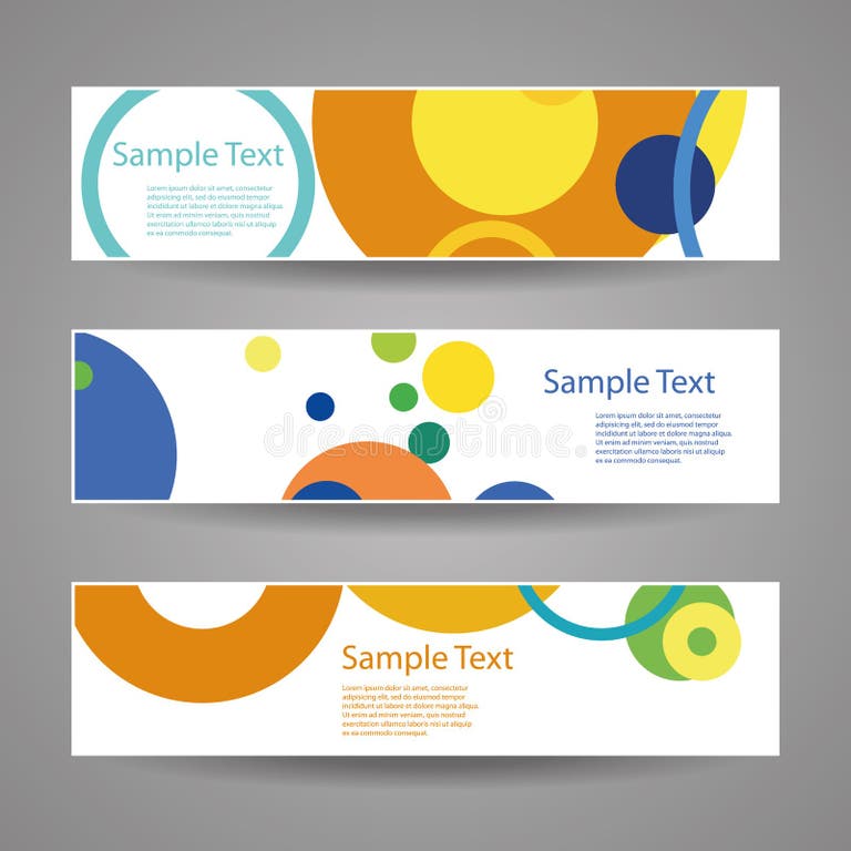 Colorful Vector Set of Three Header Designs with Dots, Circles, Rings ...