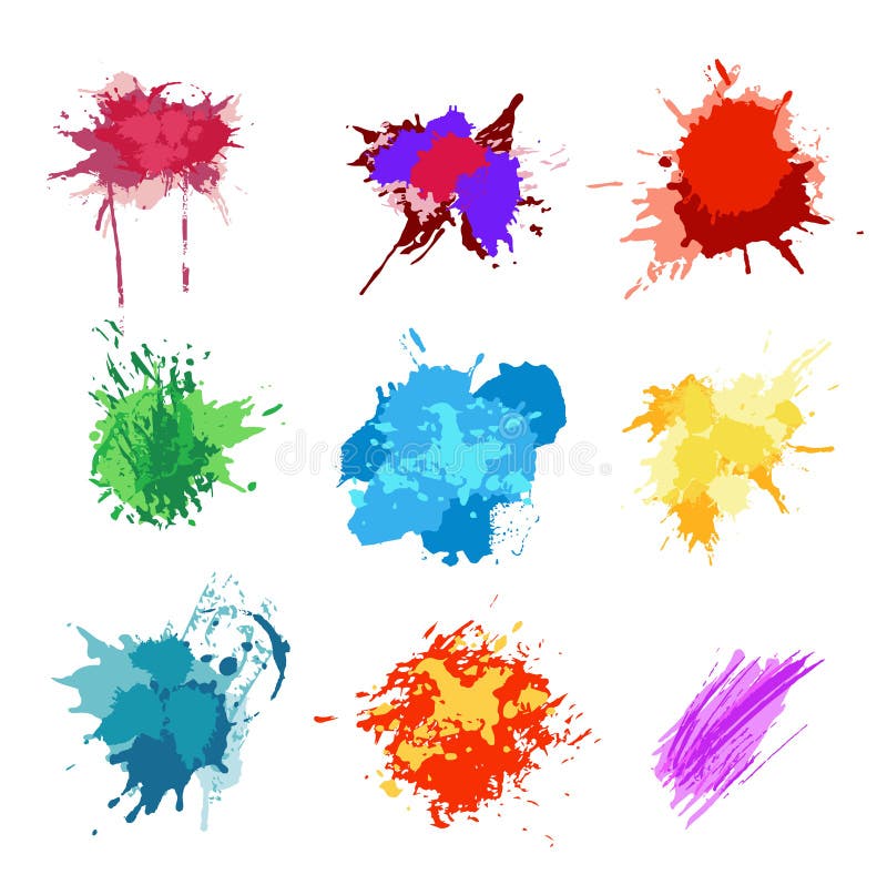 Colorful Vector Splashes - Blot, Stains Set. Set Splash Color. Stock ...