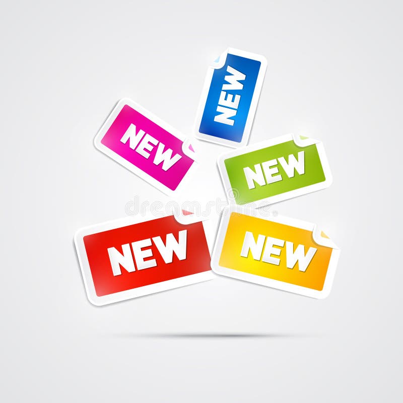 Colorful Vector Stickers with New Title Stock Vector - Illustration of ...