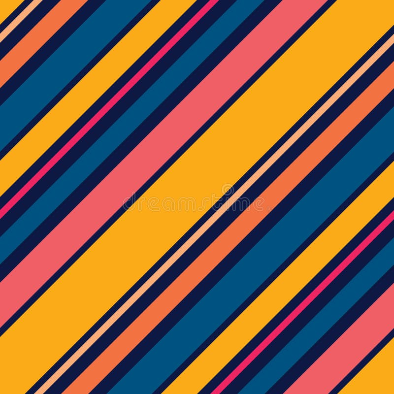 Colorful Vector Stripes Seamless Pattern with Thin and Thick Diagonal ...