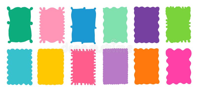 Colorful Vector Wavy Text Box Frames, Border, Funky Rectangular Organic ...