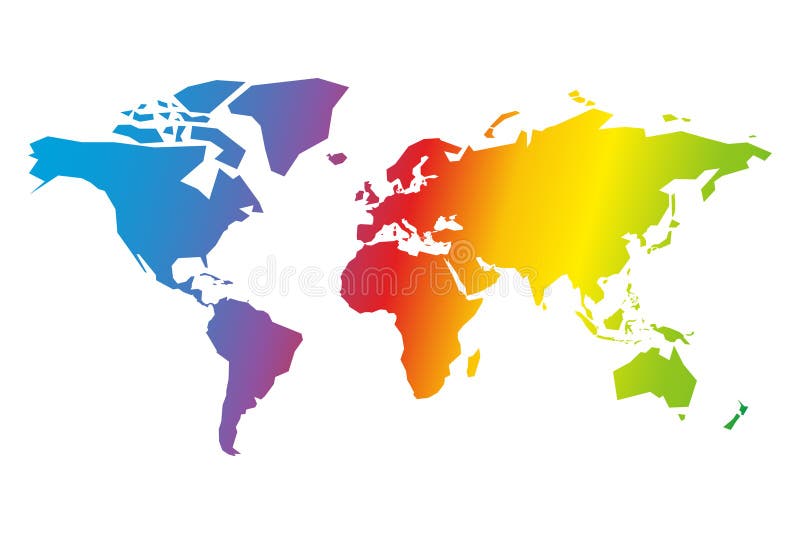 Colorful Vector World Map with Rainbow Gradient Design Stock Vector ...