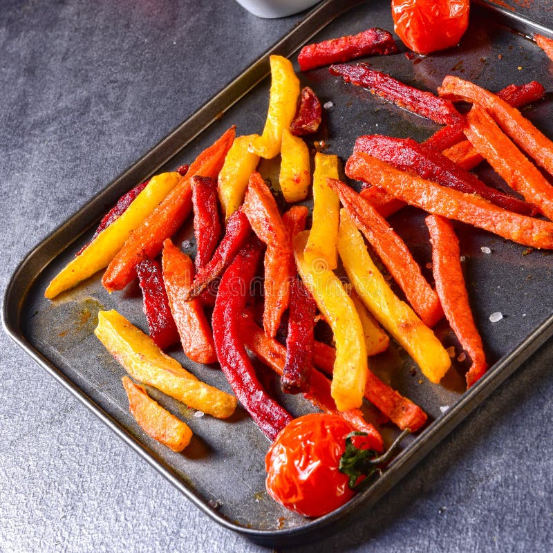 Colorful Vegetable Fries from the Oven Stock Photo - Image of garlic ...