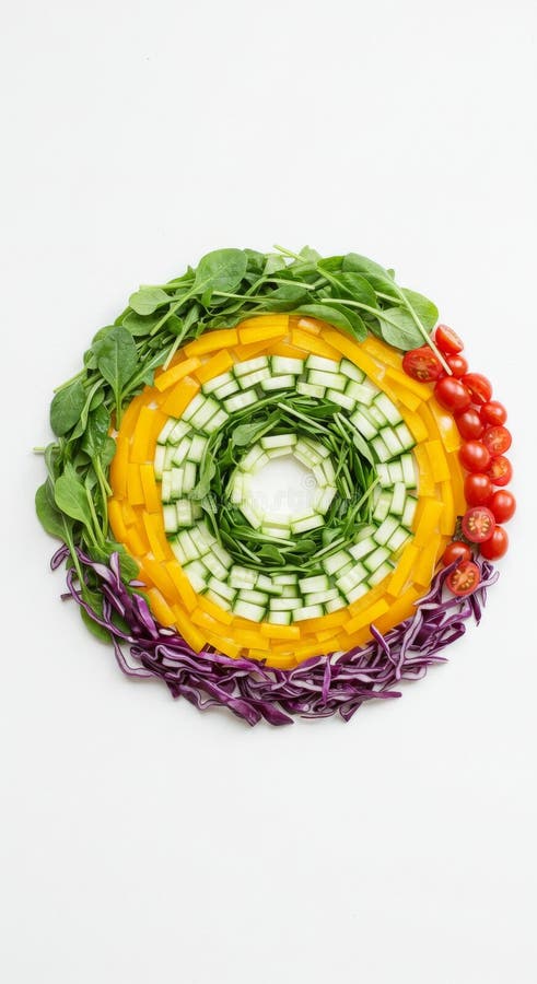 Colorful Vegetable Salad Arranged in a Circle Stock Illustration ...